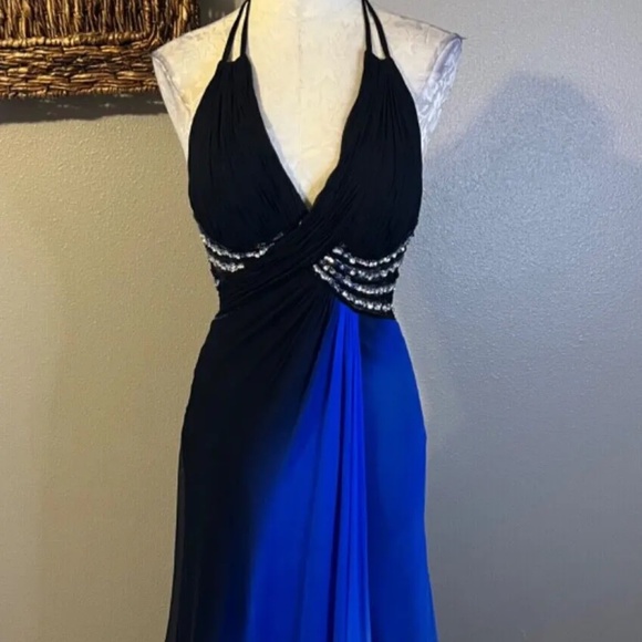 Cache | Dresses | Cache Formal Maxi Dress 8 Blue Black Sequin Cross ...